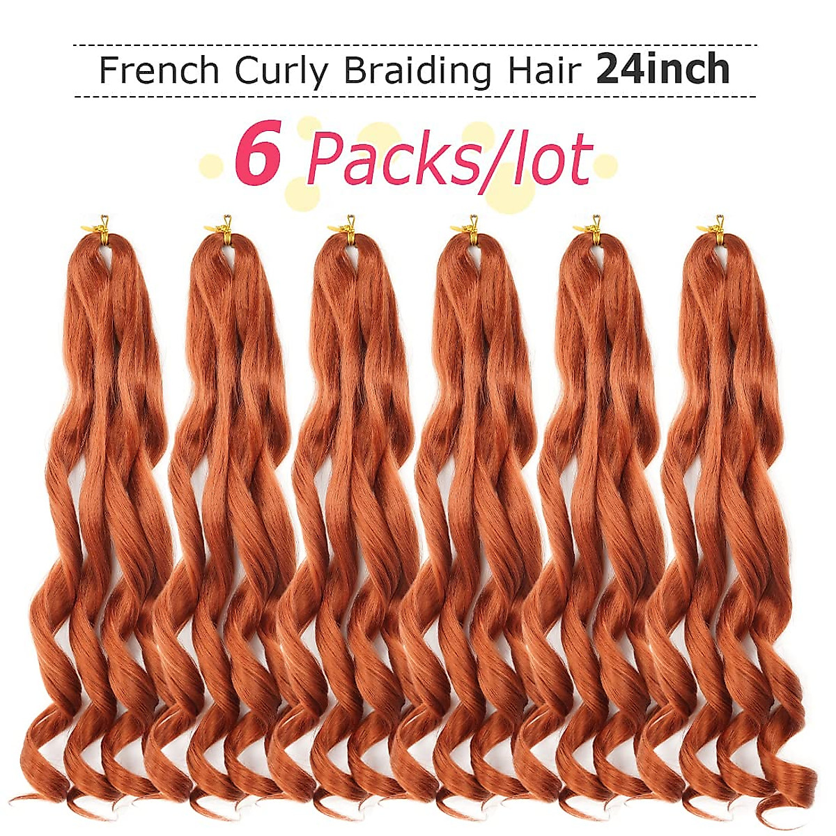 WIPPORYA Ginger French Curl Braiding Hair 24 Inch Soft Ginger Braiding Hair Pre Stretched Loose Wave Bouncy 350 Braiding Hair 100g/pack Yaki Crochet Hair for Black Women Hair Extensions for Braids (#350)