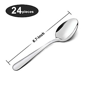 24-Piece Dinner Spoons Set (6.7 inch), Unokit Stainless Steel Spoons silverware, Dessert Spoon, Tablespoon, Silverware Spoons Only for Home, Kitchen or Restaurant - Mirror Polished, Dishwasher Safe