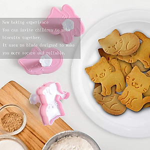 GOODFEER Cookie Cutters Cat Shape,3pcs Animal Cookie Stamps for Baking, bladeless safety Baking Molds For Biscuit