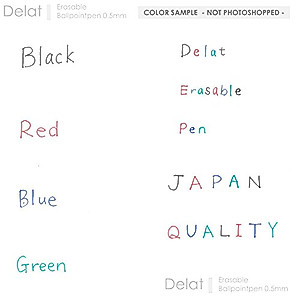 Delat Erasable Gel Ink Ballpoint Pen 0.5mm BLACK, 5-PACK