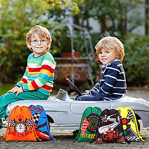 Paterr 24 Pcs Race Car Party Favor Goodie Bags Racing Drawstring Bags Race Car Gift Bags Candy Treat Bags for Boys Car Theme Birthday Baby Shower Decor Supplies, 7.09 x 5.12 Inches