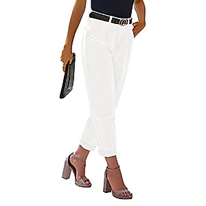 luvamia Women's Classic High Waist Stretch Loose Balloon Tapered Jeans Mom Jeans High Waist Tapered Jeans for Women High Rise Tapered Jeans Women Denim Jeans Cool White Size Medium Size 8 Size 10