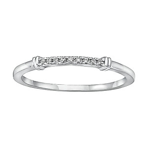 etneyjewels 10k Solid Certified White Gold with 0.05 Carat Natural White Diamond Round Cut Stackable Wedding Band Ring For Women In Prong Setting (Clarity I2,Color HI,10.5)