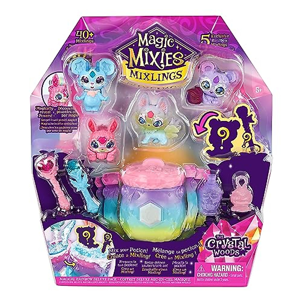 Magic Mixies Mixlings Magical Rainbow Deluxe Pack Contains 5 Exclusive Mixlings with A Unique Rainbow Magical Power Including 1 Mystery Mixling to Reveal from Its Cauldron