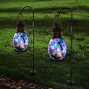 SUBOLO Hanging Solar Lantern Outdoor Waterproof Dragonfly Decor Solar Lights Tabletop Lamp for Outdoor Garden Yard Patio Ornament