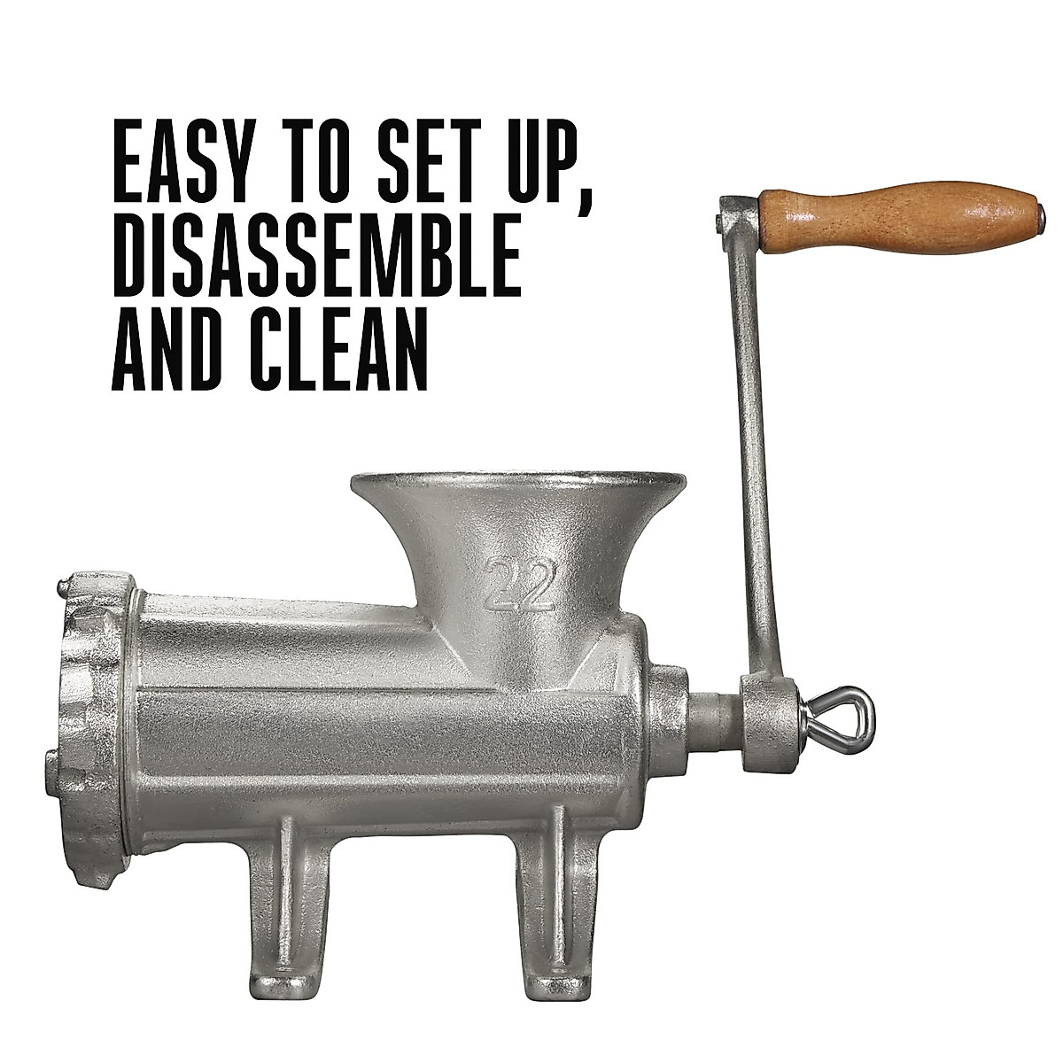 Weston #22 Manual Tinned Meat Grinder and Sausage Stuffer, Silver