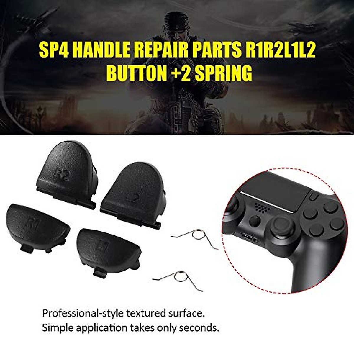 6 PCS Gamepad Repair Parts Replace Buttons R1 L1 R2 L2 Triggers for Dualshock 4 for PS4 Controller Electronic Accessories