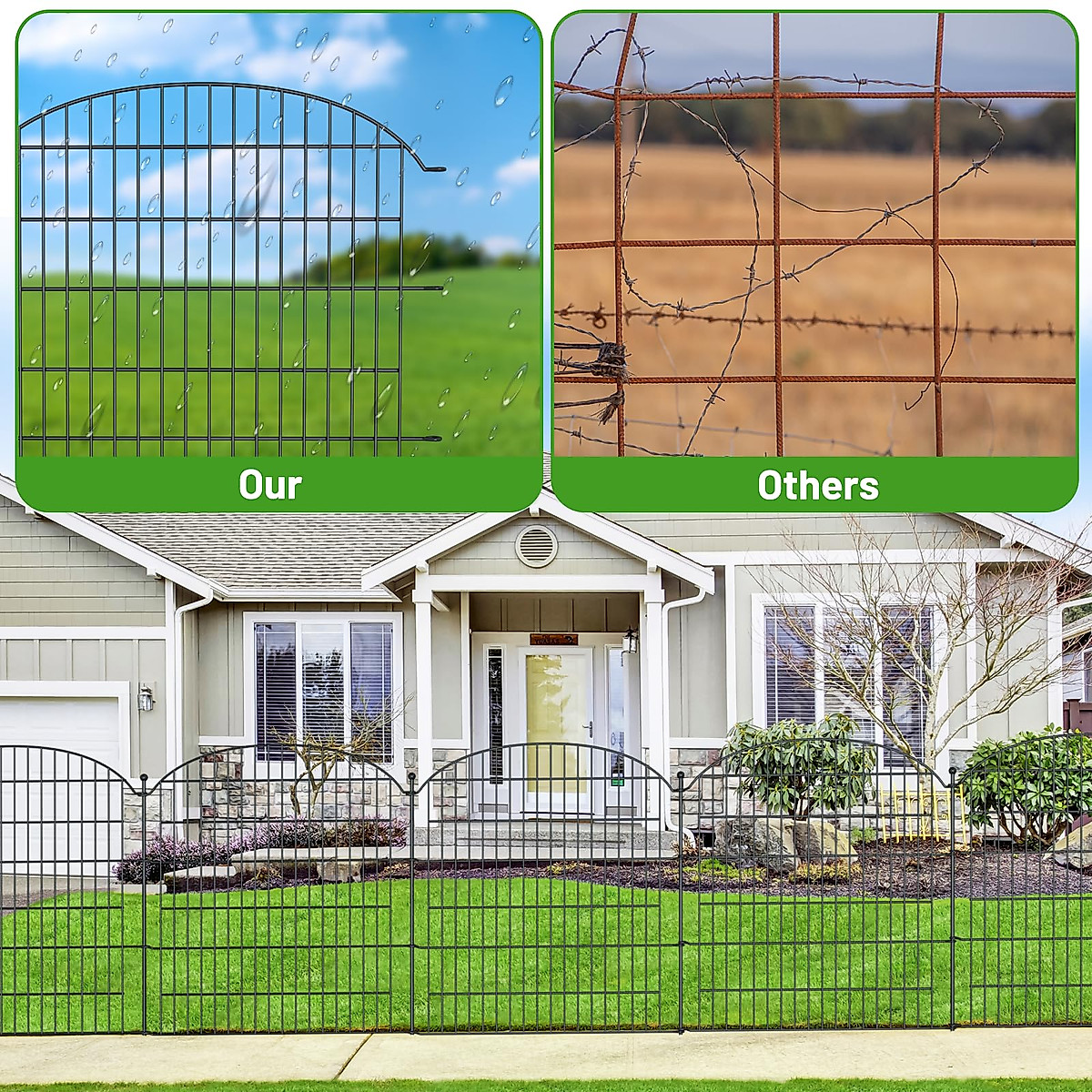 Decorative Garden Metal Fence 5 Pack, 32 in (H) x 11.8 ft (L) No Dig Dog Animal Barrier for Yard, Animal Ground Stakes Fencing for Garden, Patio, Flower Bed