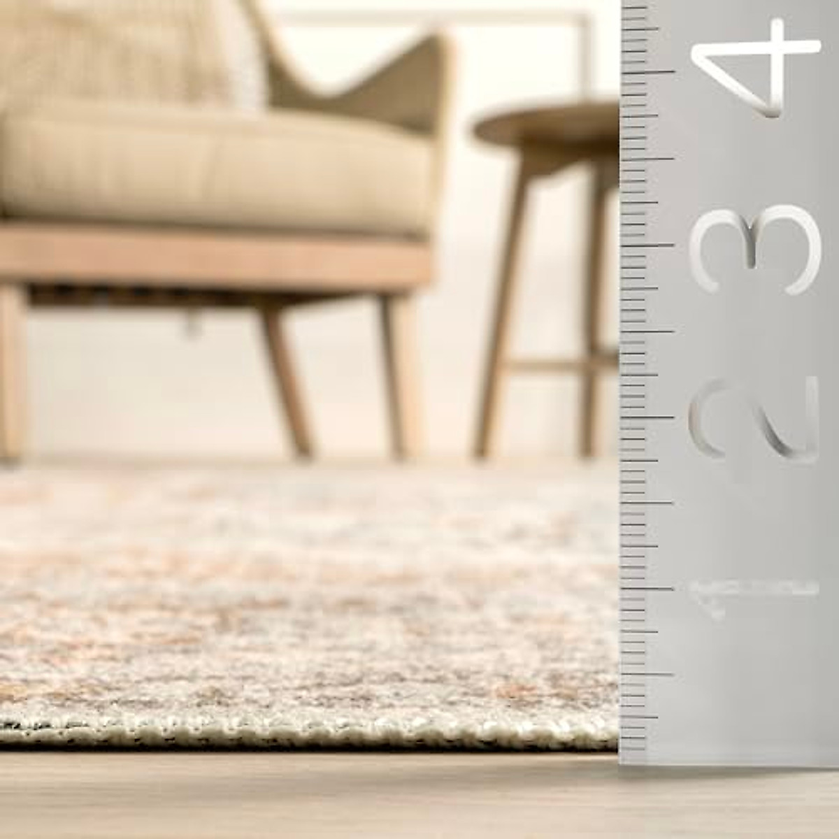 nuLOOM 5' x 8' SpinClean Machine Washable Stain-Resistant Area Rug with Non Slip Backing, Low Profile for Living Room, Bedroom, and Dining Room, Jacquie Light Grey