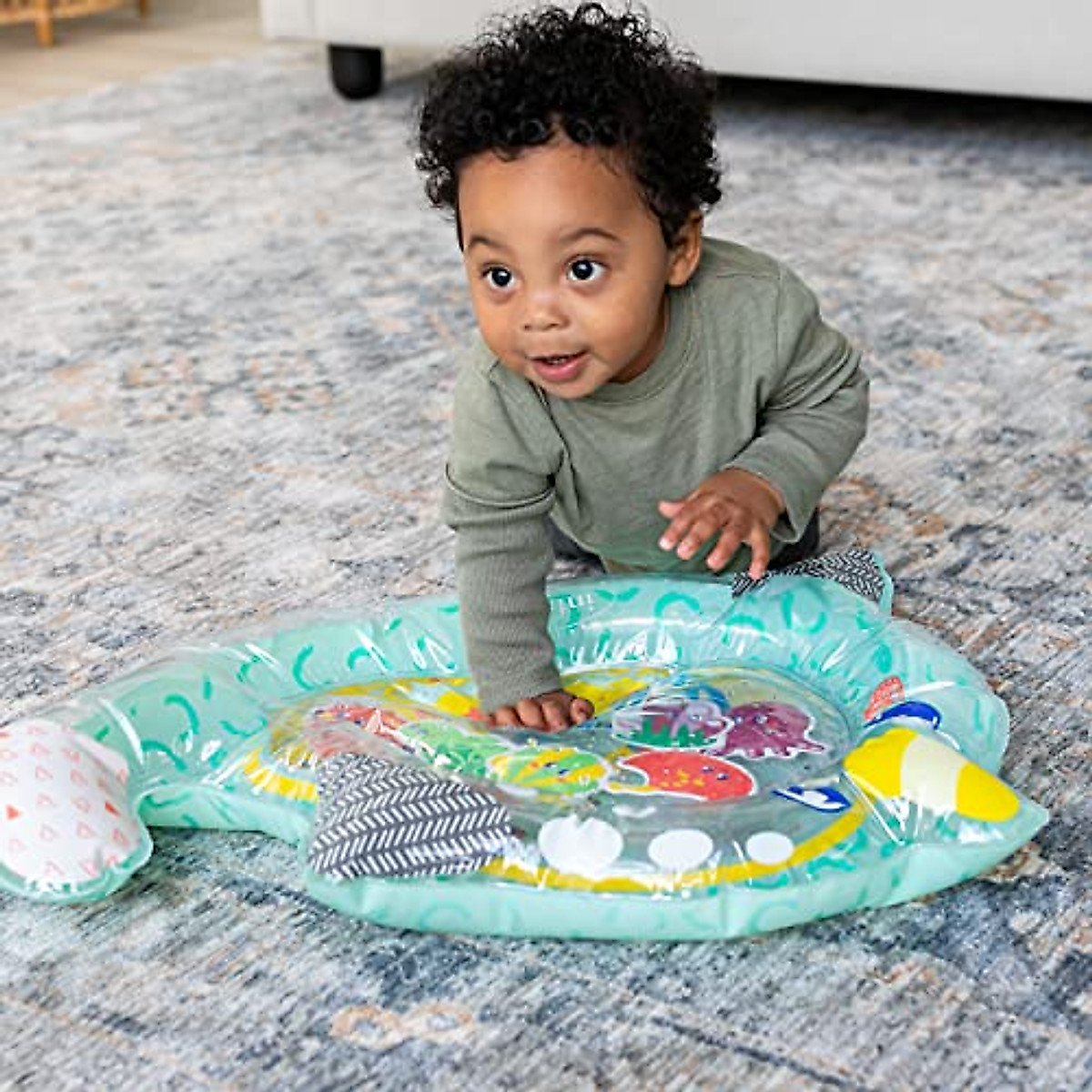 Infantino Wee Wild Ones Pat & Play Water Mat - Narwhal Themed Water mat for Infants and Older Babies, for Tummy time and Sensory Play