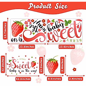 Strawberry Baby Shower Decorations Sign for Backdrop Berry Baby Gender Party Decal A Berry Sweet Baby is On The Way Decor Balloon Arch Decal Baby Girl Party Welcome Sign Newborn Pregnancy Party Supply