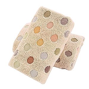 Pidada 100% Cotton Hand Towels Colorful Polka Dot Pattern Soft Absorbent Decorative Towel for Bathroom 13.4 x 30 Inch Set of 2 (Brown)