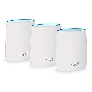 NETGEAR Orbi Tri-band Whole Home Mesh WiFi System with 2.2Gbps speed (RBK23) Router & Extender replacement covers up to 6,000 sq. ft., 3-pack includes 1 router & 2 satellites