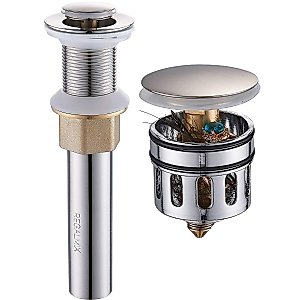 REGALMIX Vessel Sink Drain, Bathroom Faucet Vessel Sink Pop Up Drain Stopper Without Overflow Brushed Nickel, Built-in Anti-Clogging Strainer,Fits Standard American Drain Hole1-1/2 to 1-3/4",R085B-BN