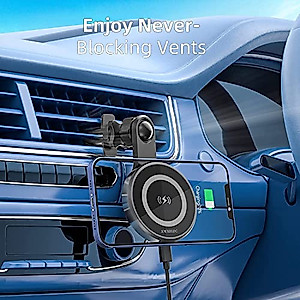 Magnetic Wireless Car Charger MountXWXELEC Lengthen Stick on TheDashboard for Magsafe iPhone14，13, 12, Pro, Pro Max, Mini,15W Fast ChargingAuto-Alignment Strong Magnet Air Vent (Grey)