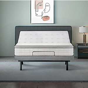 Irvine Home Collection King Adjustable Base with 12 Inch Gel Memory Foam Mattress | Dual Massage | Underbed Light | Wireless Remote | USB Ports | Zero Gravity