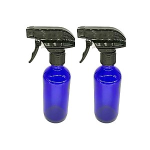 Medical Sales Supply 8oz Cobalt Blue Glass Bottles with Durable Trigger Sprayers - (2 Pack)