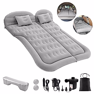 ISWEES Car Air Mattress, SUV Air Mattress, Car Mattress for SUV, Full Mattress with Electric Pump and 2 Pillows, Car Bed Air Mattress Flocking Portable Sleeping Pad for Home Outdoor Travel Camping