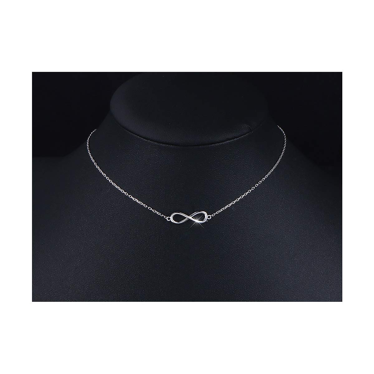 DAOCHONG S925 Sterling Silver Choker Infinity Clavicle Short Pendant Necklace for Women Jewelr