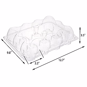 Hedume 12 Pack Cupcake Carrier, 12 Counts Stackable Cupcake Boxes, Clear Cupcake Container with Detachable Lid for Cupcakes, Muffin, BPA-free