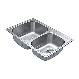 Kraus KTM32 Premier Kitchen Sink Double Bowl, 33.13, Satin