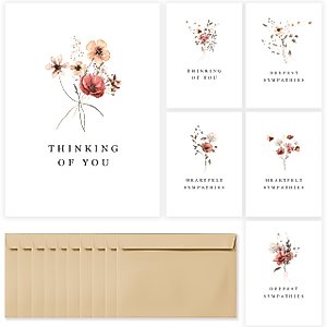 slapaflife Sympathy Cards with Envelopes,Sympathy Cards Set of 48,Condolence Card with Matching Peel-and-Seal Rustic Envelopes,Each Card Comes with Heartfelt Condolences