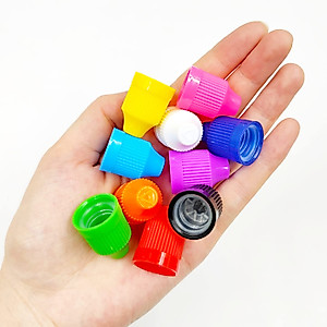 NANSHINE 10MLx50 LDPE Plastic Dropper Bottles Empty Squeeze Liquid Eye Dripper Containers with Child Resistant Cap (Bottles + Mixing Color Caps + Tips+label)