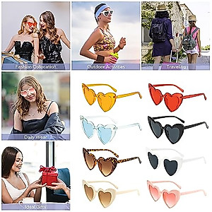 FUNUPUP 8 Pairs Heart Shaped Sunglasses Bachelorette Party Sunglasses Bride Bridesmaid Heart Glasses for Women Party Favors