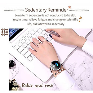 LONGLU Smart Watch for Women, Smartwatch Compatible for iOS Android iPhone Samsung Phones. Fitness Tracker with Heart Rate Blood Pressure Waterproof Bluetooth Pedometer Sleep Activity Tracker (Gold)