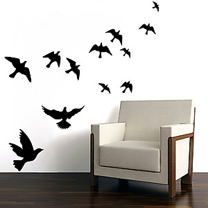 Flying Black Bird Flying High to Sky 3D Removable Vinyl Wall Decals Mural for Nursery Bedroom Tree Wall Decoration