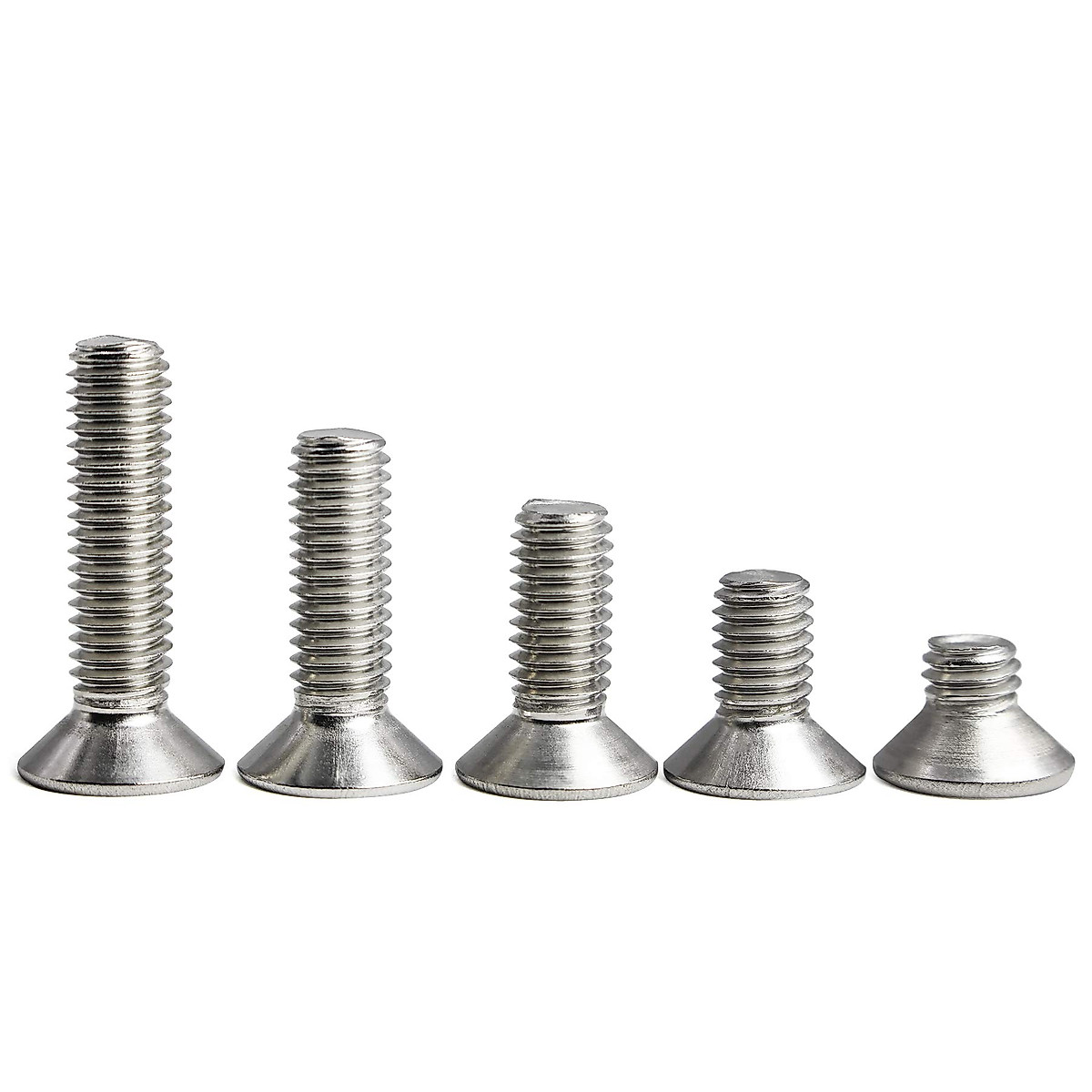 M5 x 8mm 12mm 16mm 20mm 25mm Flat Head Hex Socket Cap Screws Countersunk Bolts, 304 Stainless Steel, Fully Threaded, Bright Finish, Metric Allen Hex Drive, Assortment Kit 50PCS