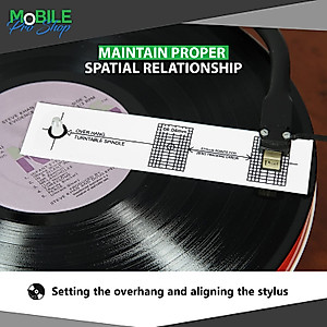 Mobile Pro Shop Turntable Azimuth Cartridge Alignment Protractor Set- Vinyl Record Player VTA Azimuth Ruler + Turntable Phono Cartridge Stylus Alignment Protractor