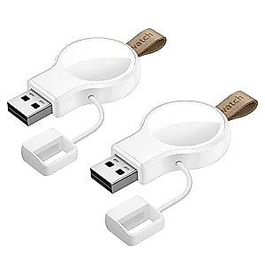 NEWDERY for Apple Watch Wireless Charger 2 Pack, iWatch Portable USB Car Magnetic Charger, Travel Cordless Charger with Light Weight Quick Charging for Apple Watch Ultra 8/7/SE/6/5/4/3/2/1 (White)