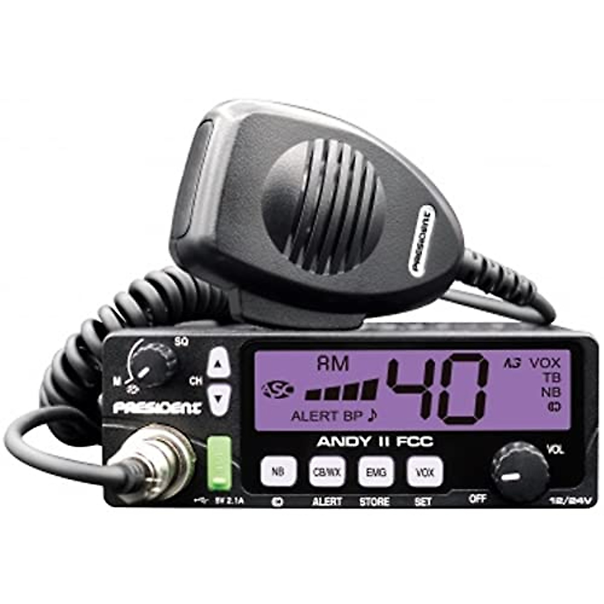 President Electronics ANDYII Cb Radio 12/24v 7clr Disp Usb Compact