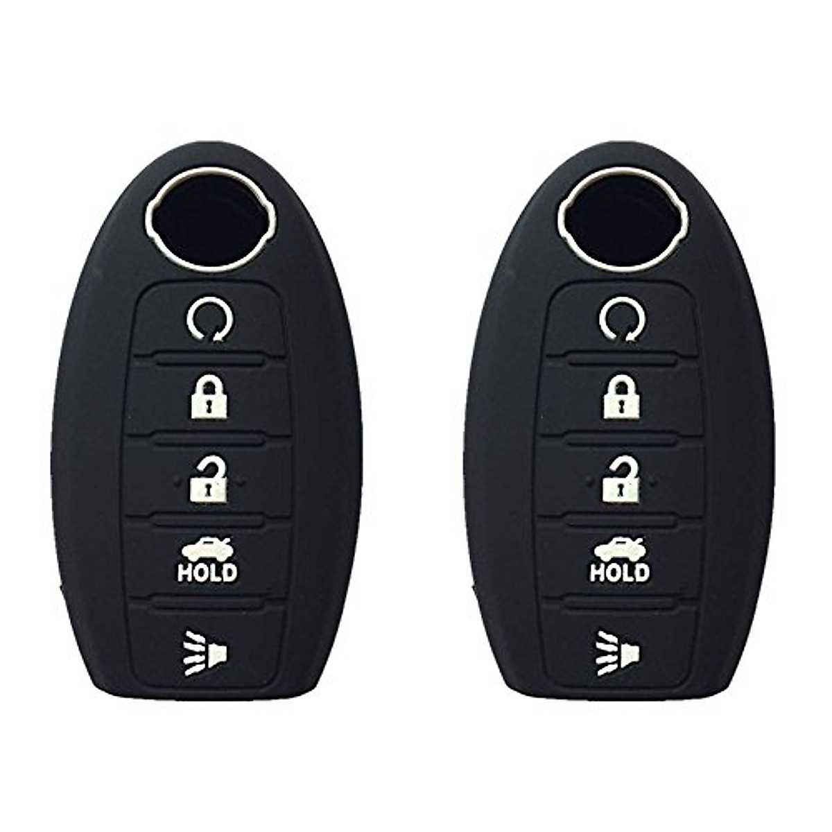KAWIHEN 2pcs Silicone Smart Remote Key Fob Cover Compatible with for Nissan 5 button(black)