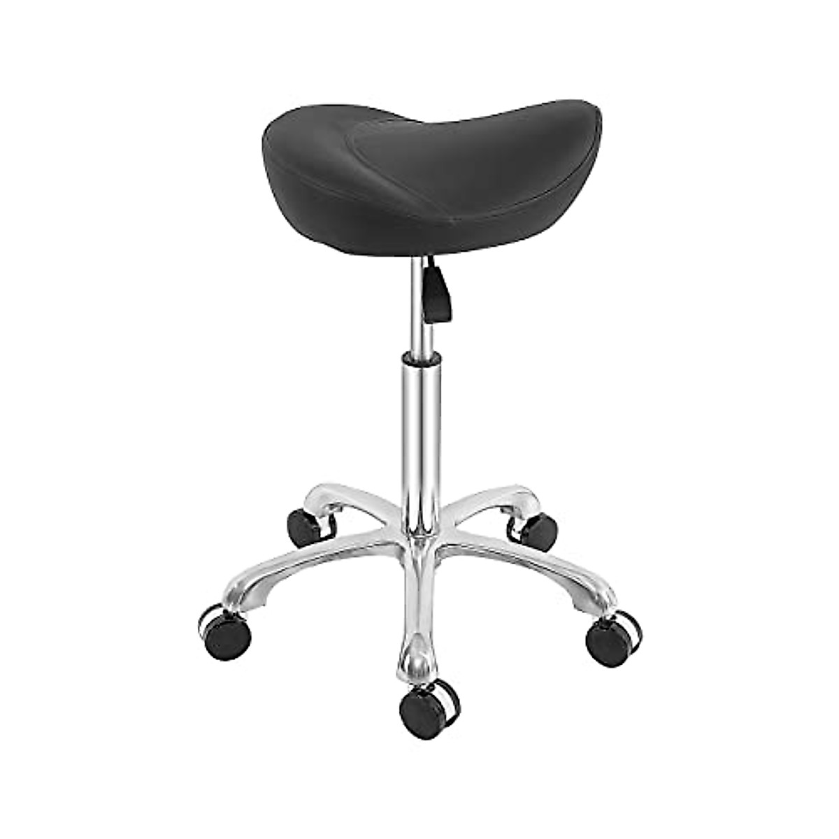 MWOSEN Saddle Stool Rolling Swivel Height Adjustable with Wheels. Ergonomic Saddle Chair Salon, Spa, Tattoo, Pedicure, Massage -Esthetician Chair(Black)
