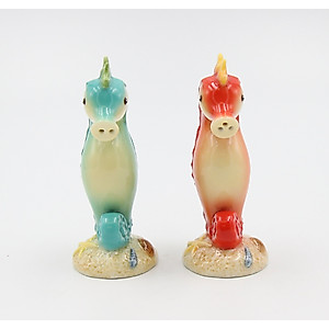Cosmos Gifts 20784 Fine Porcelain Seahorse Salt and Pepper Shakers Set, 4" H