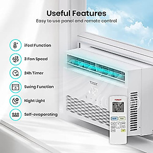 TOSOT 10,000 BTU Window Air Conditioner - Energy Star, Modern Design, and Temperature-Sensing Remote - Window AC for Bedroom, Living Room, and attics up to 450 sq. ft. , White