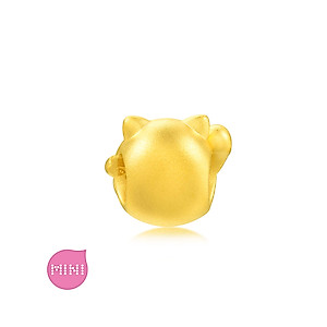 CHOW SANG SANG 999 24K Solid Gold Maneki Neko Lucky Cat Mini Charm Bracelet for Women 92307C