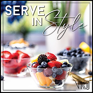 Vikko Glass Bowls, Set of 12, Glass Dessert Bowls, 7 Ounce Glass Dish for Dessert, Candy, Kitchen Prep, Dishwasher Safe