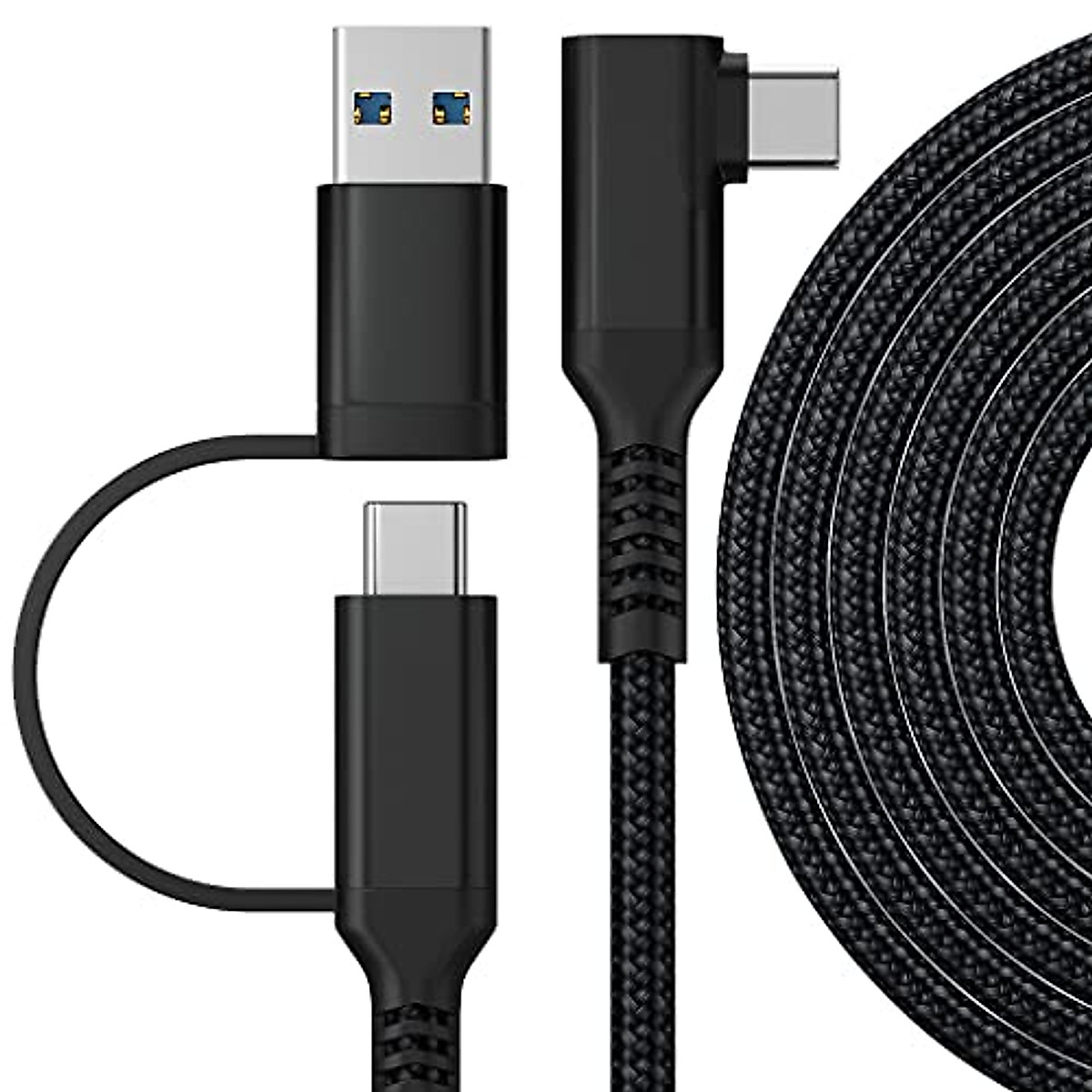 2 in 1 Fast Charging USB C Cable 10 FT 16 FT for Oculus Quest VR Gaming Headset Power Supply Cable PC Data Transfer type c charging cable fast charging 10ft 16ft for Oculus Quest VR Gaming Headset