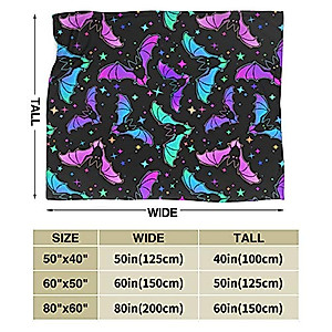 Blanket Bright Bats Stars Fleece Flannel Throw Blankets for Couch Bed Sofa Car,Cozy Soft Blanket Throw Queen King Full Size for Kids Women Adults 60"X50"