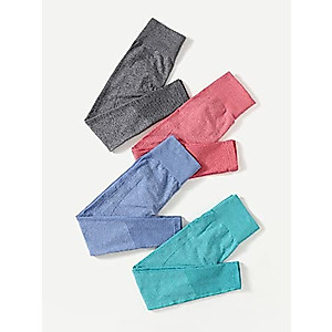 SHENHE Women's 4 Piece Seamless High Waisted Butt Lifting Workout Yoga Leggings Watermelon Pink Multicolor M