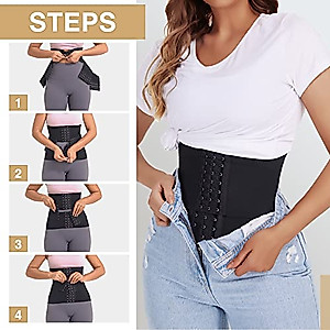 FeelinGirl Waist Trainer for Women Seamless Underbust Waist Corsets Cincher Adjustable Workout Girdle Segmented Hourglass Body Shaper Black L