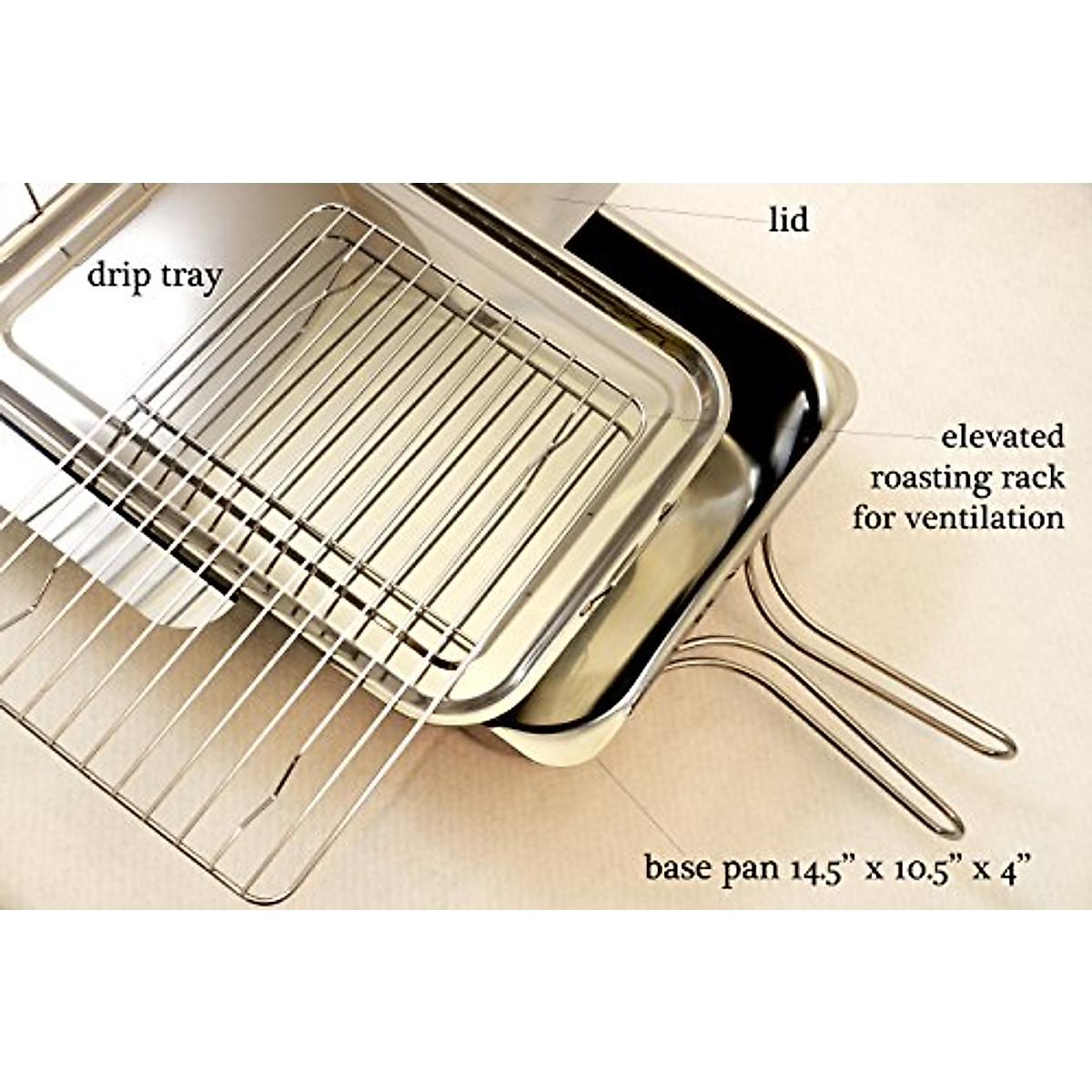 ExcelSteel Stainless Steel Stovetop Smoker, 14 1/2" X 10 1/2" X 4", Silver