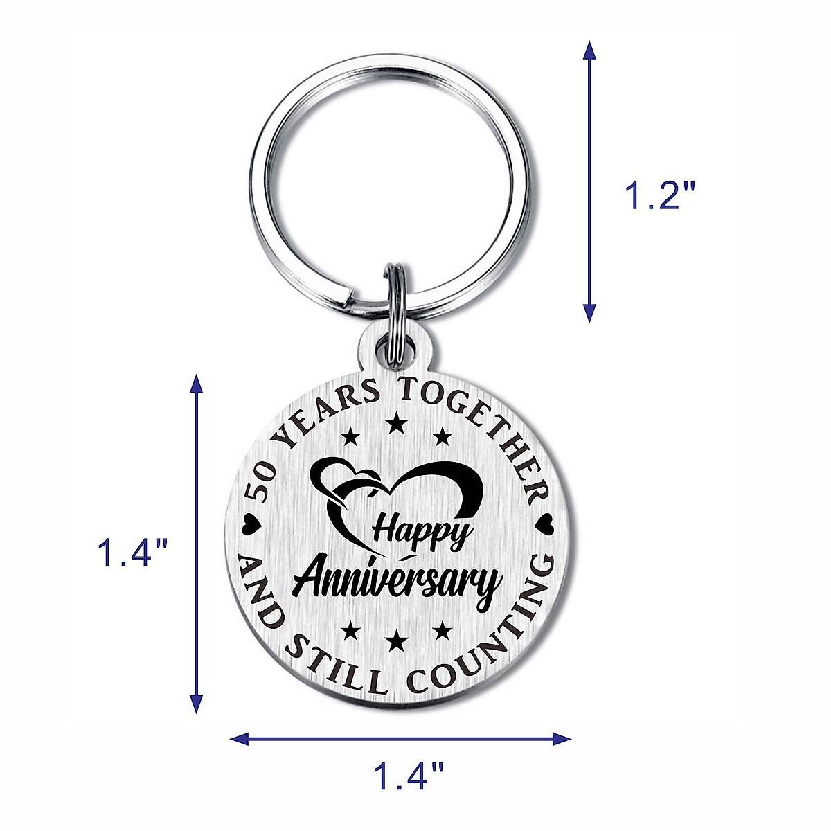 Levole 50th Anniversary Keychain Gifts - 50th Anniversary Keychain Gift Ideas, Happy 50 Year Anniversary for Husband Wife