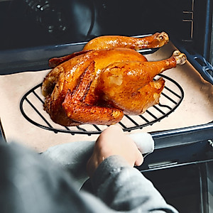 Oval Roasting Rack with Integrated Feet, Non-Stick Coating, Baking Rack Easy to Clean for Cooking, Roasting, Drying, Grilling 12×8.5 inches Black
