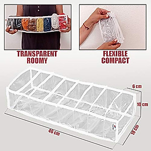KOARBI Drawer Organizer, Transparent and Flexible, Pack of 2, XL size. Great for Underwear, Socks, Baby Clothes, Ties, Bras and Closet Organizer