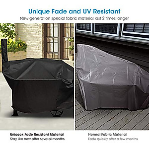 Unicook Charcoal Offset Smoker Cover, Outdoor Heavy Duty Waterproof Smokestack BBQ Grill Cover, Fade and UV Resistant Material, Compatible with Brinkmann Trailmaster, Char-Broil Smokers and More
