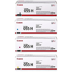 Canon CRG 055 High Yield Capacity Toner Cartridge for MF745, 743, 741, Bundle with Black 7600 Pages Yield/Cyan, 5900 Pages Yield/Magenta, 5900 Pages Yield/Yellow, 5900 Pages Yield